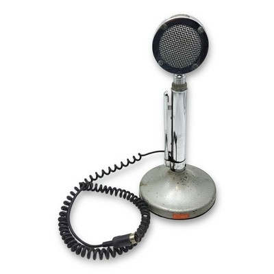 VTG Astatic D-104 Silver Desk Microphone w/ Base & Coil Cord Ham CB ...