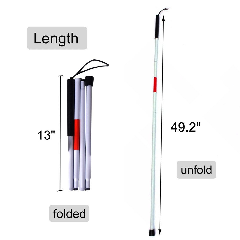 Baitaihem Folding Blind Cane Reflective Red Folding Walking Stick for ...