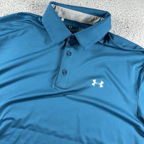 Under Armour Performance Polo Shirt Mens XL Tall Blue Bright Golf Loose ...