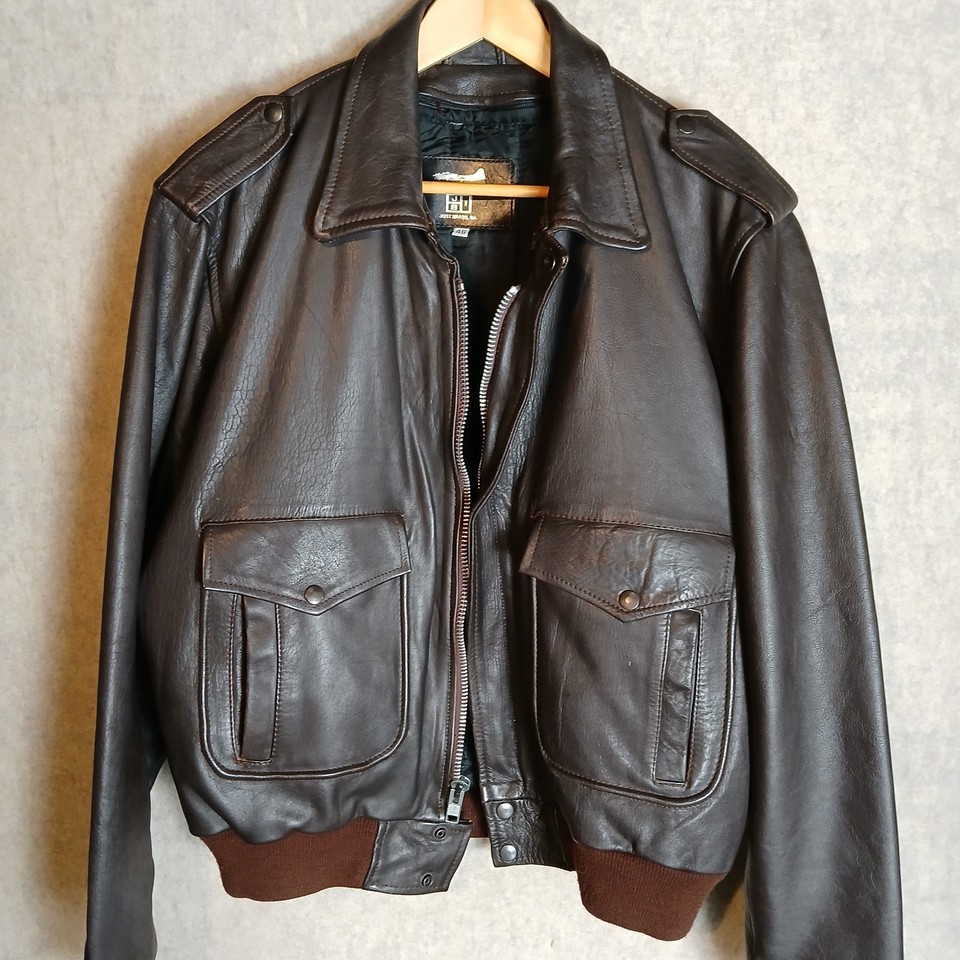 VTG A-2 Leather Aviator Flight Bomber Jacket W/Liner Men Size 46 JBI ...
