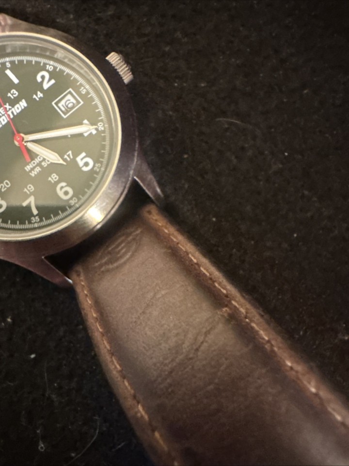 Timex Men's T40051 Expedition Metal Field 39mm Leather Strap Watch | eBay
