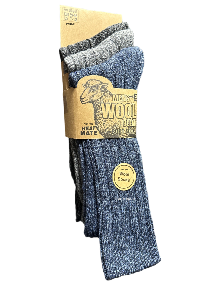 Mens Wool Blend Socks Thermal Winter Warm Hiking Thick Work Boot Socks ...