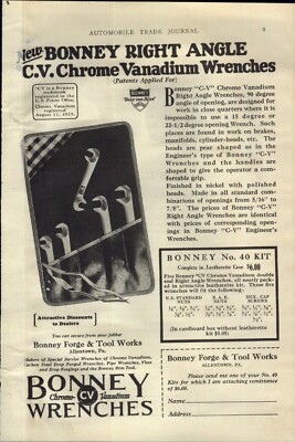 1927 PAPER AD CAR AUTO Bonney Right Angle Wrench Chrome Vanadium | eBay