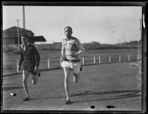 Athlete Dr Otto Peltzer of Germany and another man competing in a - Old ...