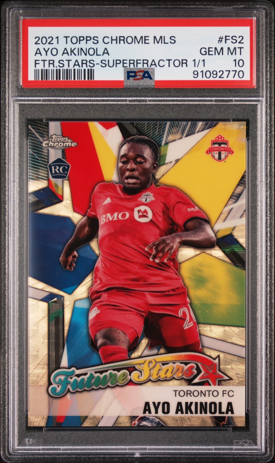 2021 Ayo Akinola Topps Chrome MLS Superfractor Toronto FC Rookie Card 1 ...