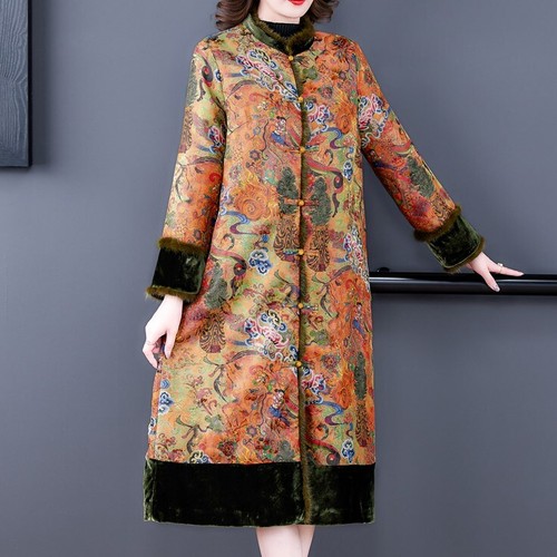 Womens Winter Jacket Cheongsam Retro China Coat Cotton Pad Thicken Warm ...