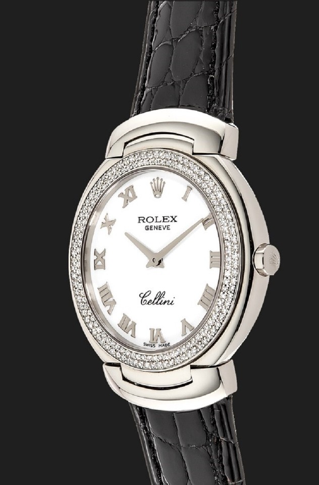 Rolex Cellini Cellissima Diamond 18kt WG Medium/White Lacquered Roman ...