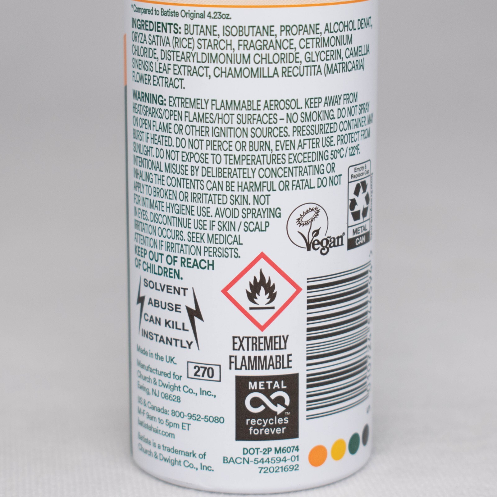 5X Batiste Naturally Plant Powered Dry Shampoo Green Tea And Chamomile ...