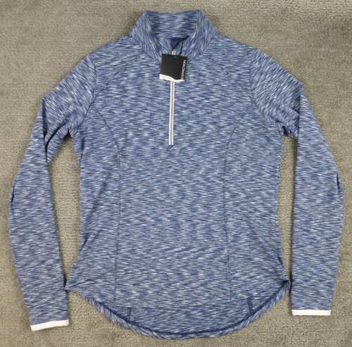 NWT Zero Restriction Shae 1/4 Zip Mock Neck Pullover Women’s M Blue Heathered | eBay