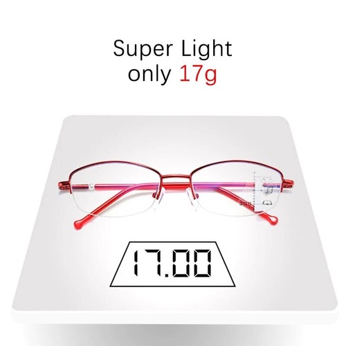 Women Multifocus Progressive Reading Glasses Multifocal Metal Half ...