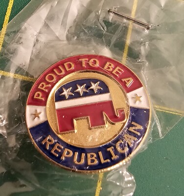 Proud to be A Republican Patriotic Political Lapel Pin US USA Gold Tone ...