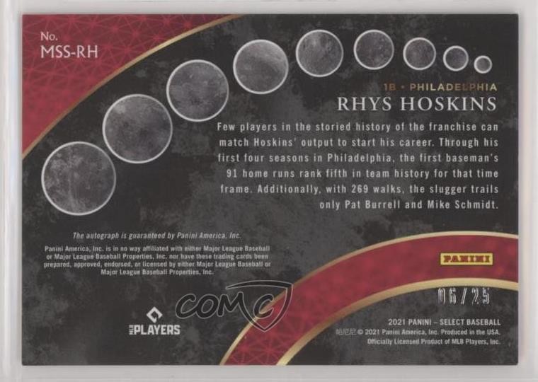 2021 Panini Select Moon Shots Signatures /25 Rhys Hoskins #MSS-RH Auto ...