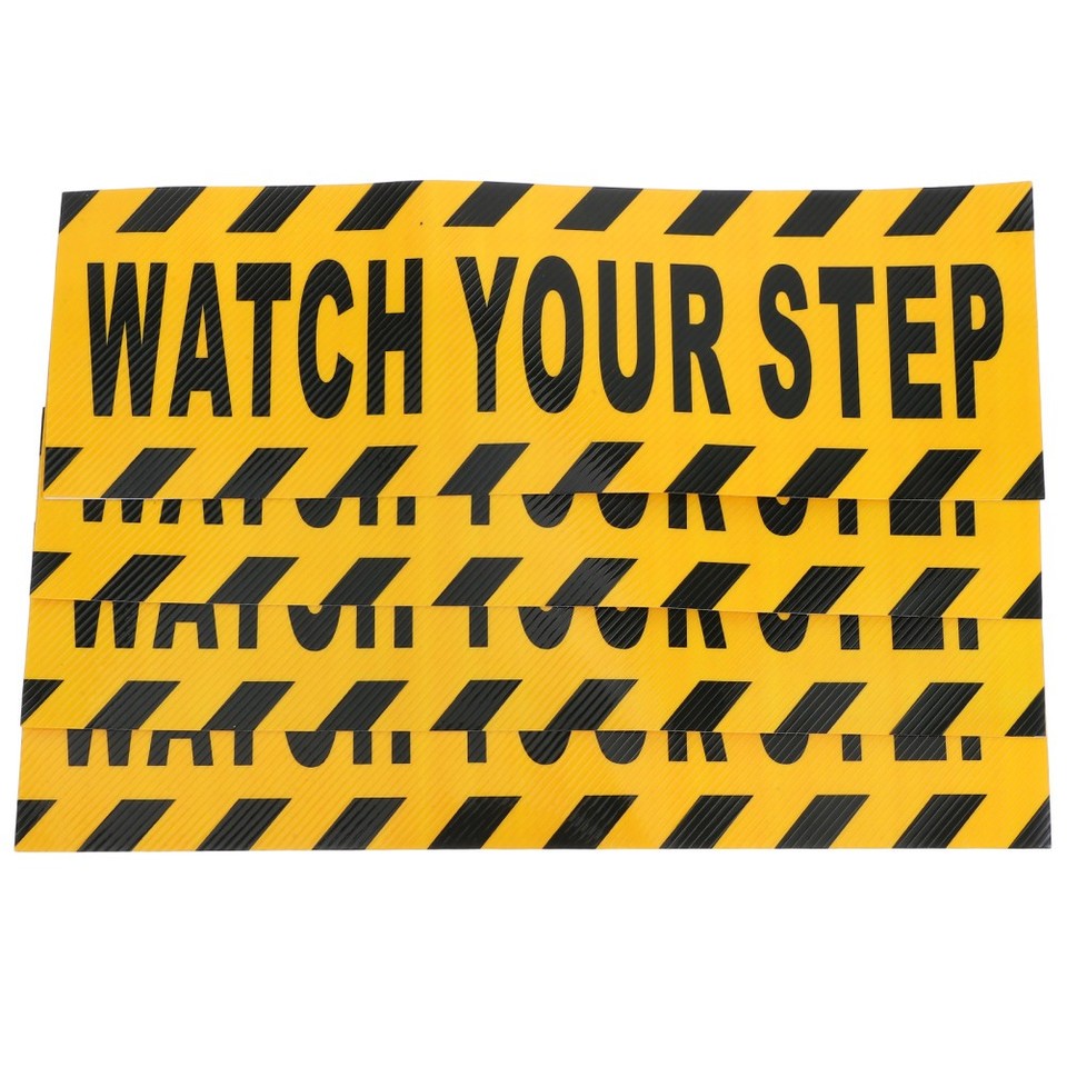 4pcs Watch Your Step Floor Decals Stickers Watch Your Step Sign Anti ...