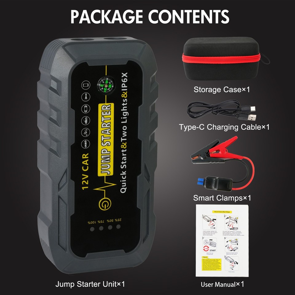6000A Car Jump Starter Booster Jumper Boxes Portable Power Bank Battery ...