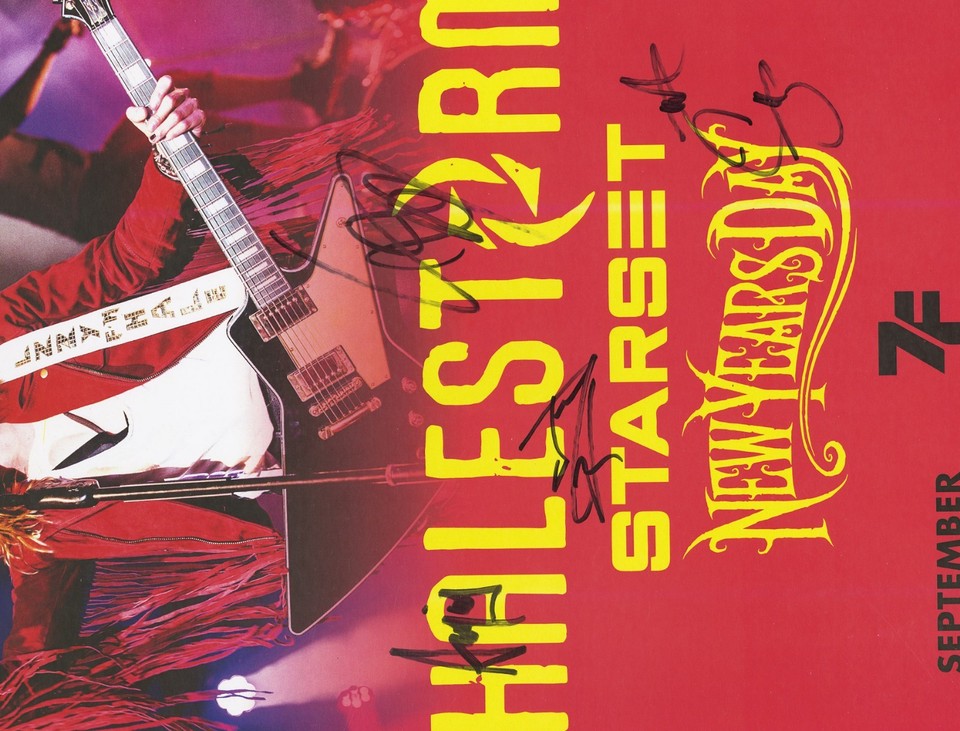 Halestorm autographed concert poster Joe Hottinger, Arejay Hale, Josh ...