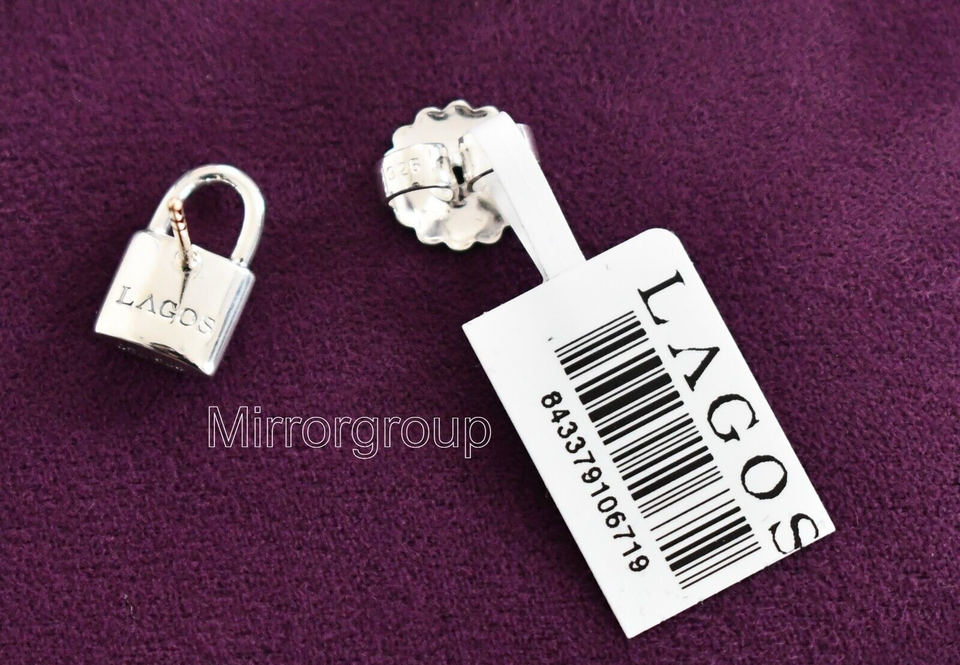 NEW LAGOS BELOVED Two-Tone 925 STERLING & 18K LAGOS LOCK CREST STUD ...