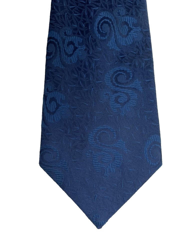 Linosair blue kipper tie vintage 1950s 1960s navy brocade 4.5 inches ...
