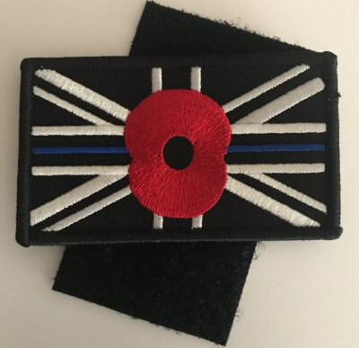 Blue line Poppy Patch Uk Flag Patch Union Jack Army Embroidered Badges ...