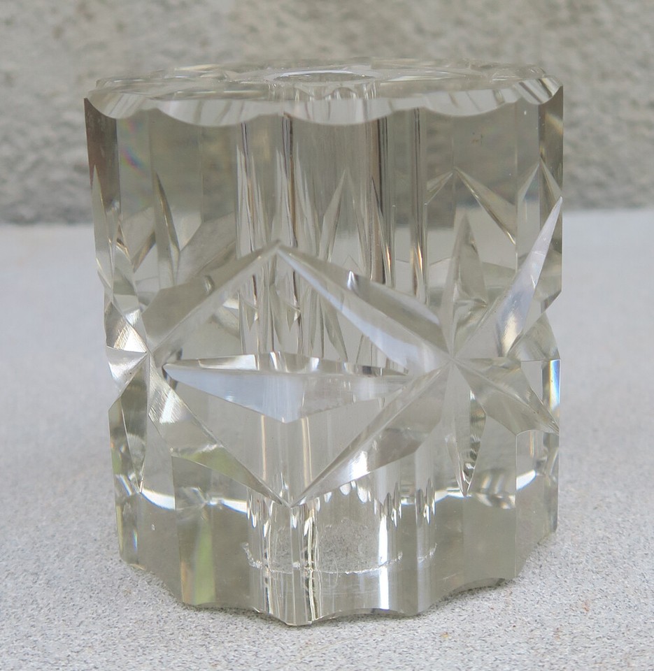 Cut crystal clear glass Vintage Lamp spacer part Czech Italy Austrian ...