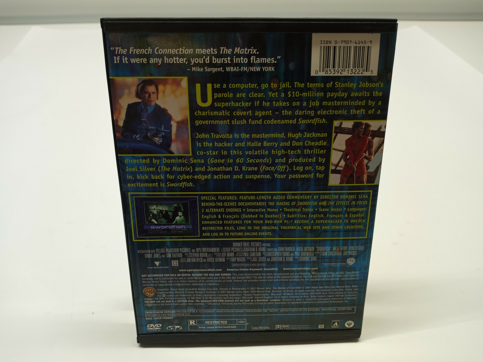 Swordfish DVD Excellent Condition 2001 Halle Berry Hugh Jackman John ...