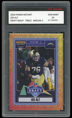 Joe Alt 2024 Panini Instant Draft Night 1st Graded 10 NFL Rookie Card ...