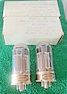 JAN 6080WB Raytheon Vacuum Tubes. NEW. MATCHED PAIR. Triple Mica ...