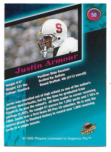 Justin Armour /5000 1995 Superior Pix Auto Stanford Autograph #50 | eBay