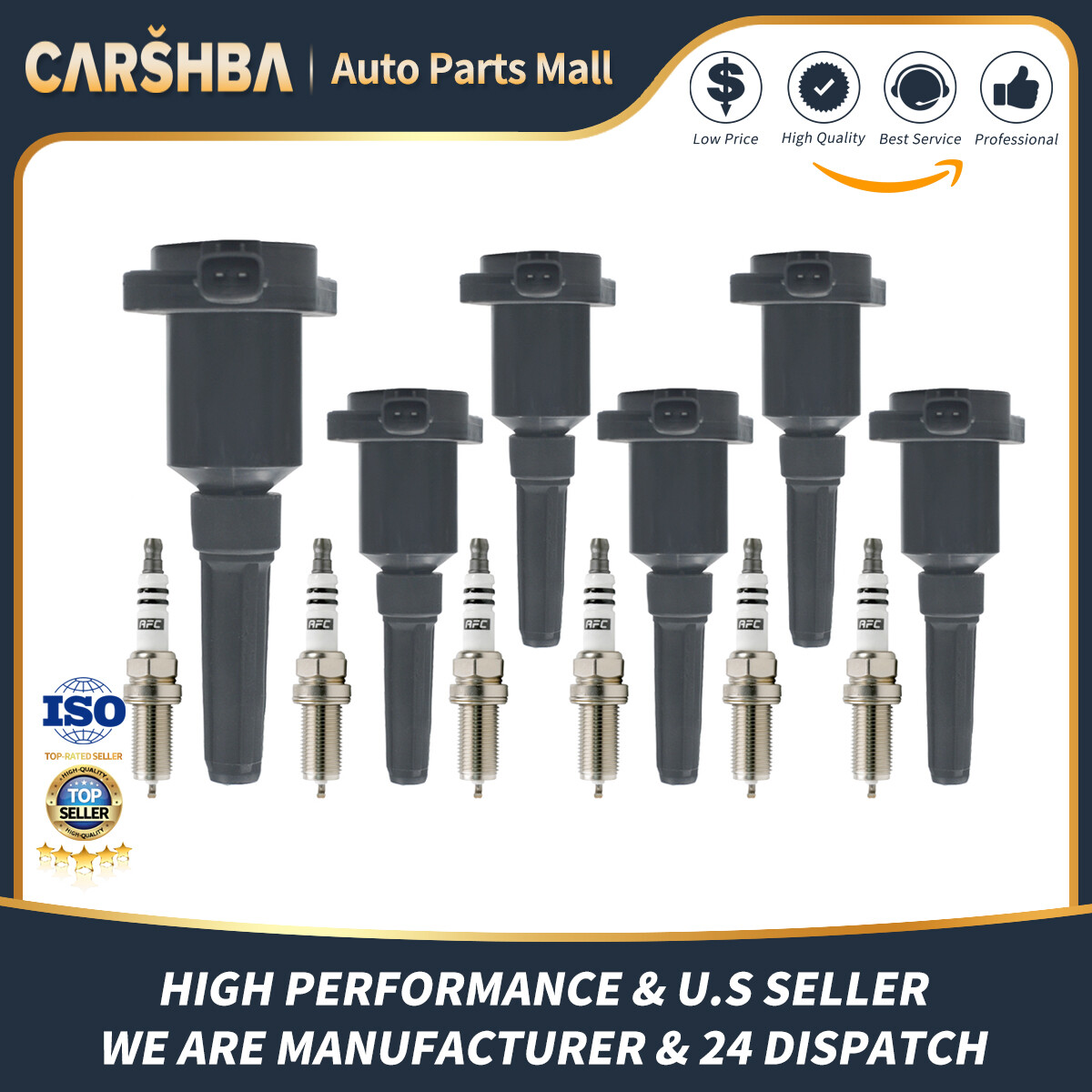 UF384 6* Ignition Coils &Spark Plug For Jaguar Vanden Plas XJR XJ6 XJS ...