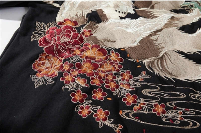 Myth Nine Tailed Fox Fashion Hoodie Embroidery Black Hoodie Pullover ...