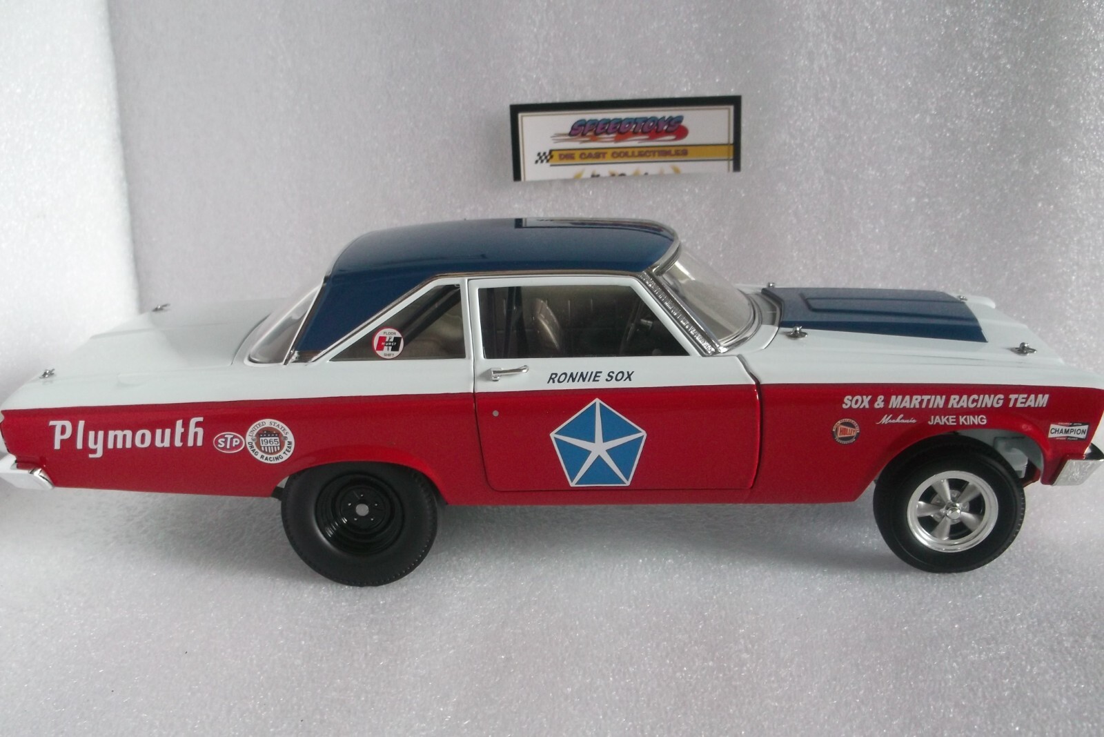 SOX MARTIN 1965 AWB PLYMOUTH BELVEDERE HEMI 1:18 HNRA DRAG RACE CAR ...
