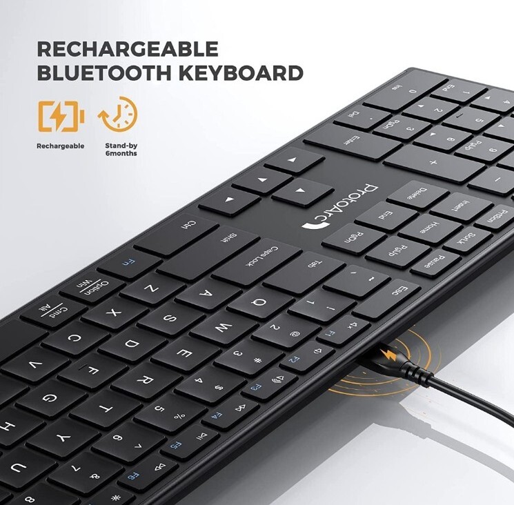 Left-Handed Wireless Keyboard Bluetooth 2.4G Ultra-Thin Rechargeable ...