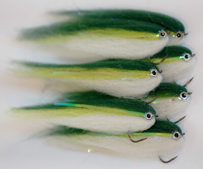 (x3) flies,EP baitfish streamer G-Y-W ,Tarpon Fly, Snook size 3/0 2/0 ...