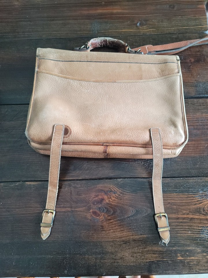 VINTAGE LEATHER BAG / LAPTOP CARRYING CASE WITH SHOULDER STRAP | eBay