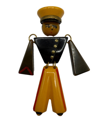 Vintage Bakelite Brooch Pin Articulated Soldier Figural Amazing | eBay