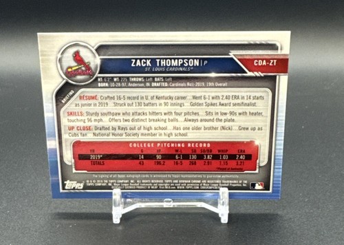 2019 Bowman Chrome 1st Prospect Autograph Zack Thompson St. Louis ...