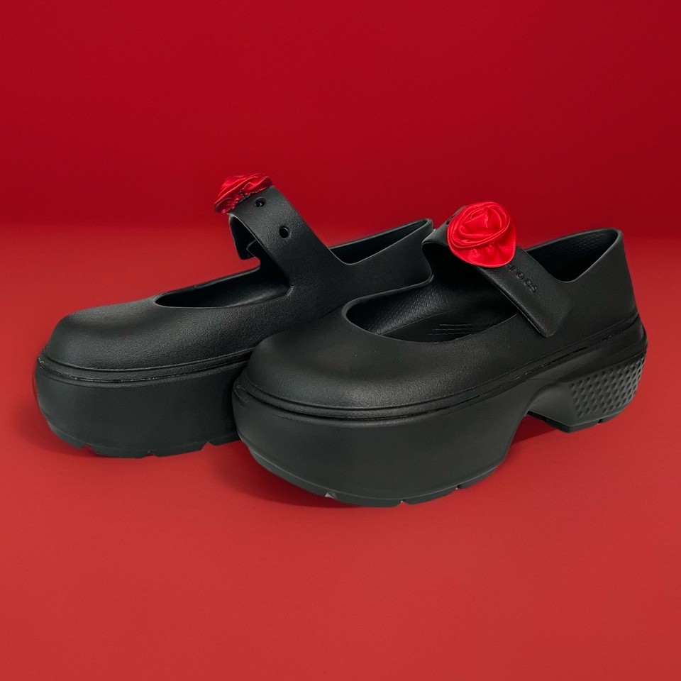 CROCS Stomp Rosette Mary Jane Black Platform Shoes Goth Punk Women's ...