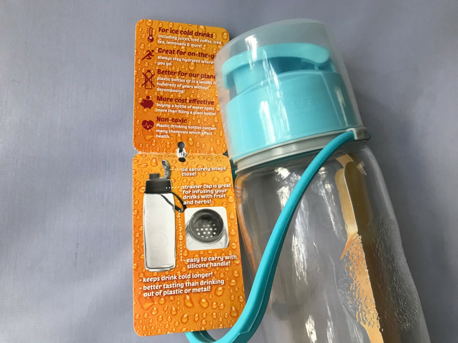 BPA FREE ECO-FRIENDLY GLASS HYDRATION BOTTLE 20.5 oz / 606 ml | eBay