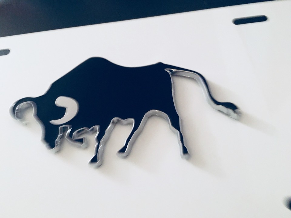 3D Custom Black Bull License Plate / Bull On White License Plate/ Free ...