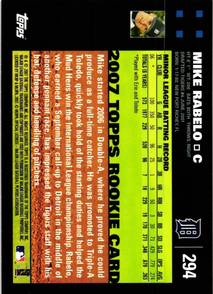 2007 Topps #294 Mike Rabelo Near mint or better | eBay