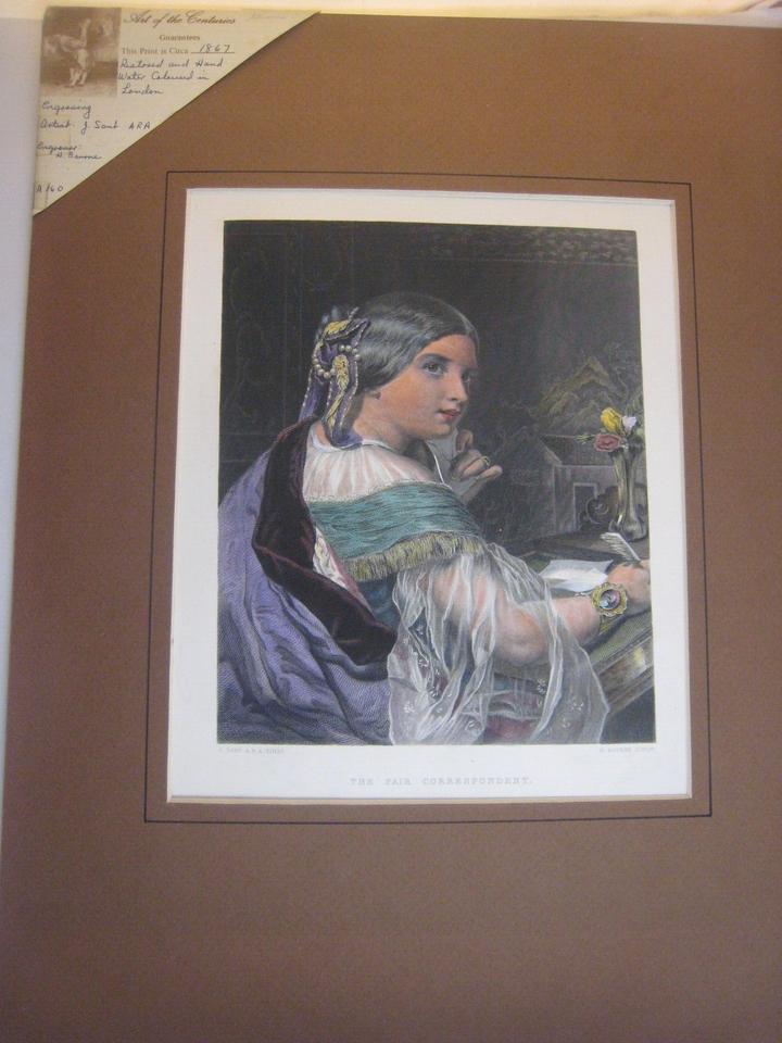 Orig. Hand Colored 1867 Lithograph Print ' THE FAIR CORRESPONDENT ' | eBay