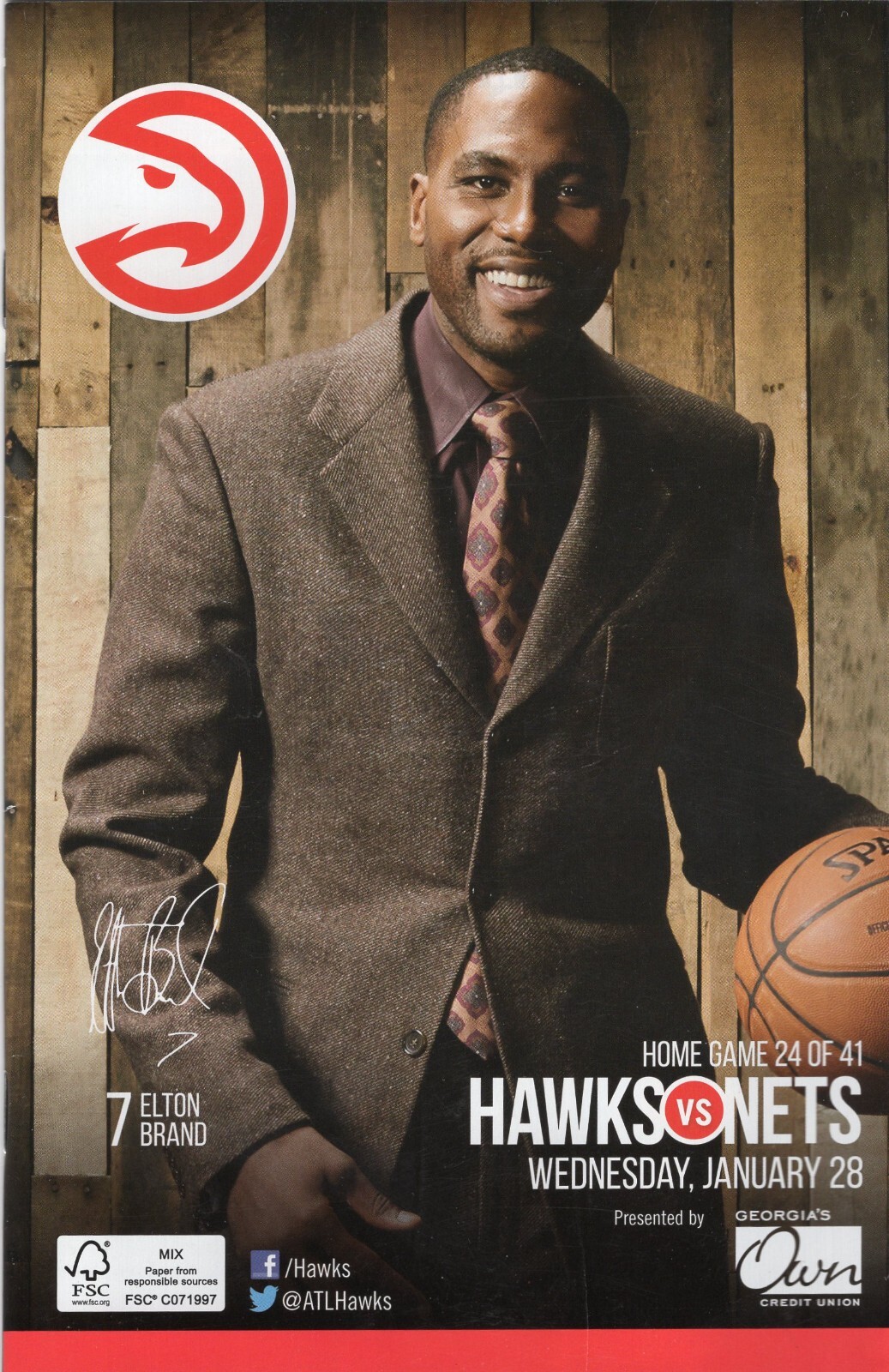 Atlanta Hawks vs Nets Gameday Program Magazine 2015 January 28 Elton ...