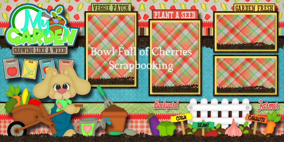 MY GARDEN backyard 2 premade scrapbook pages layout printed paper ...