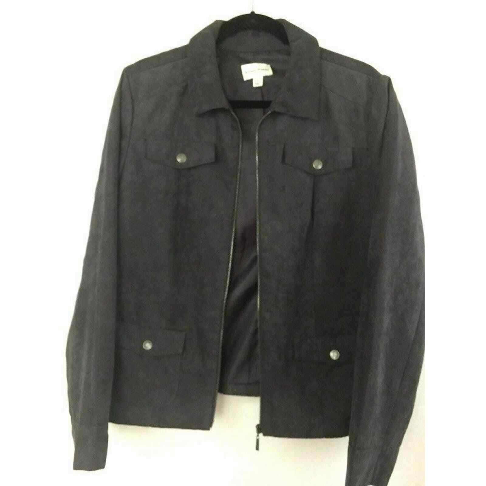 Studio Works Women Jacket Pewter Gray Zipper Long Sleeve Lined Pockets ...