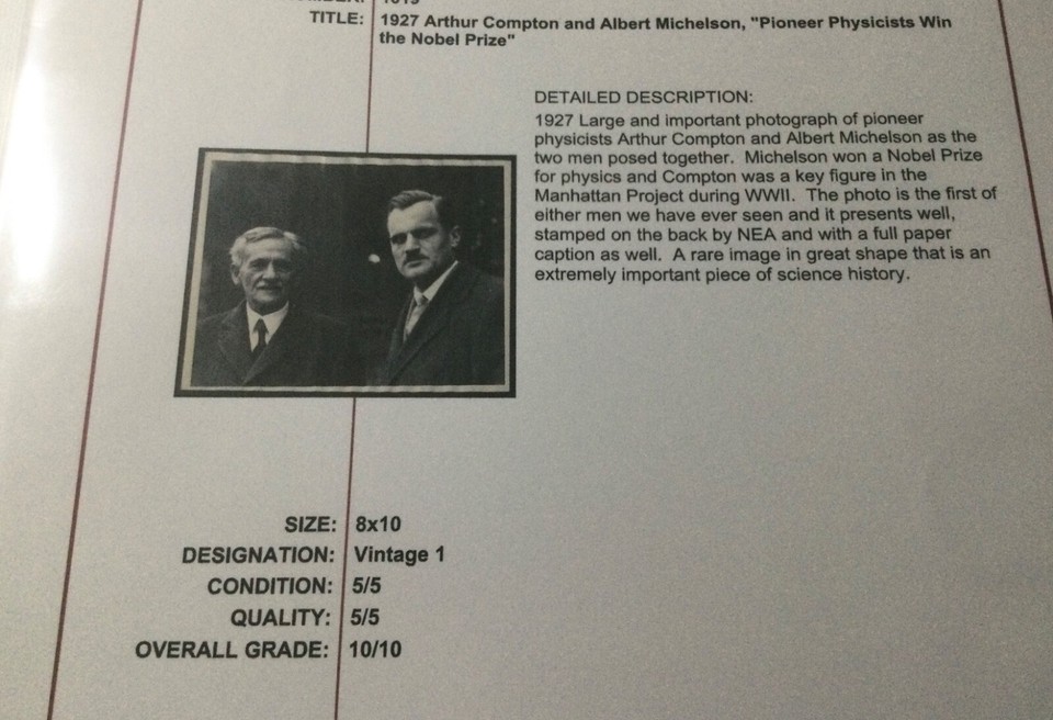 1927 Arthur Compton & Albert Michelson, "Physicists Win the Nobel Prize ...