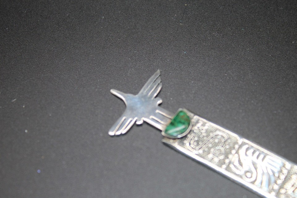 # Heavy Vintage Sterling Silver 925 Azteck/Peru Gem Set Bookmark 13g ...