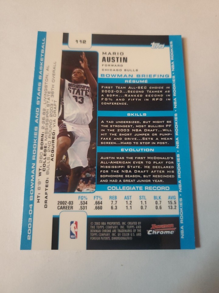 2003-04 Bowman Rookies Mario Austin #112 Rookie RC | eBay