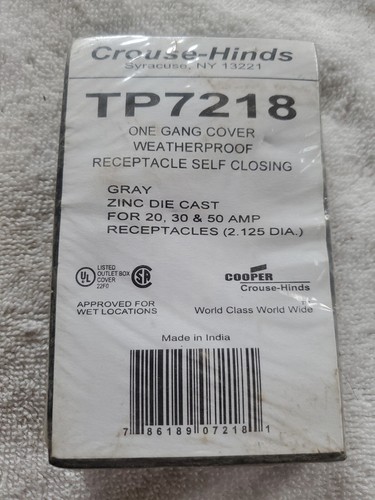 1 Pc. One Gang Weatherproof Receptacle COVER - Crouse-Hinds #TP7018 NEW ...