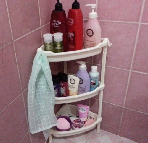 New 3Layers Corner Shelf Stand Shampoo Storage Rack for Bathroom(White ...
