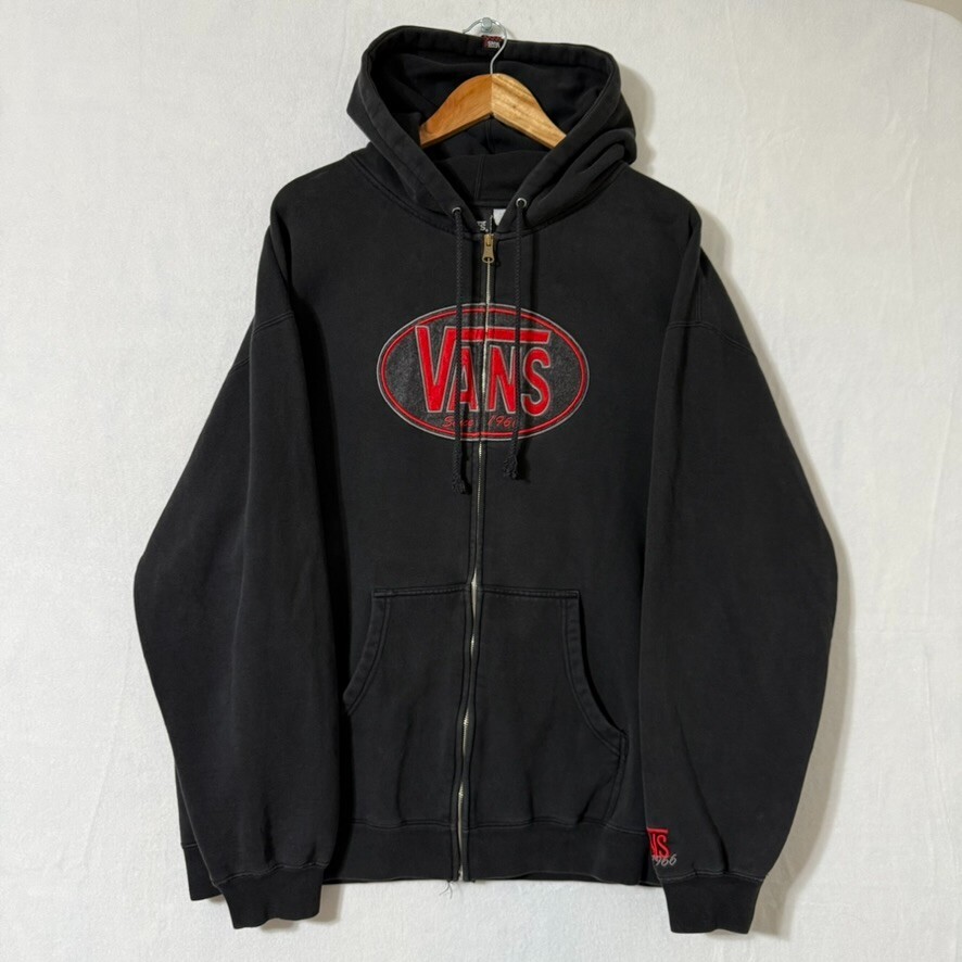 VTG Vans Hoodie XL Black Zip Up Embroidered Since 196… - Gem