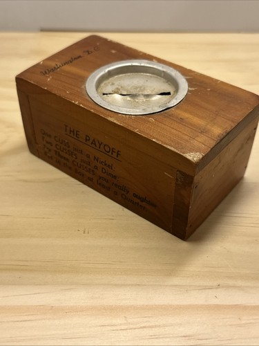 Vintage Wood Cuss Box “The Payoff” Washington D.C. Coin Bank Money 4 ...